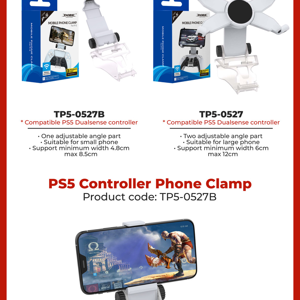 DOBE PS5 Controller Phone Holder Clamp Adjustable Gaming Stand Clip Mobile Dualsense5 TP5-0527 ...