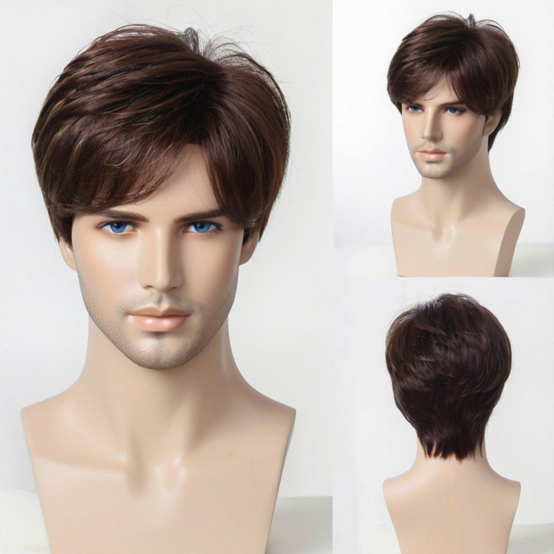 New fashion European and American men's cross-border new wig short ...