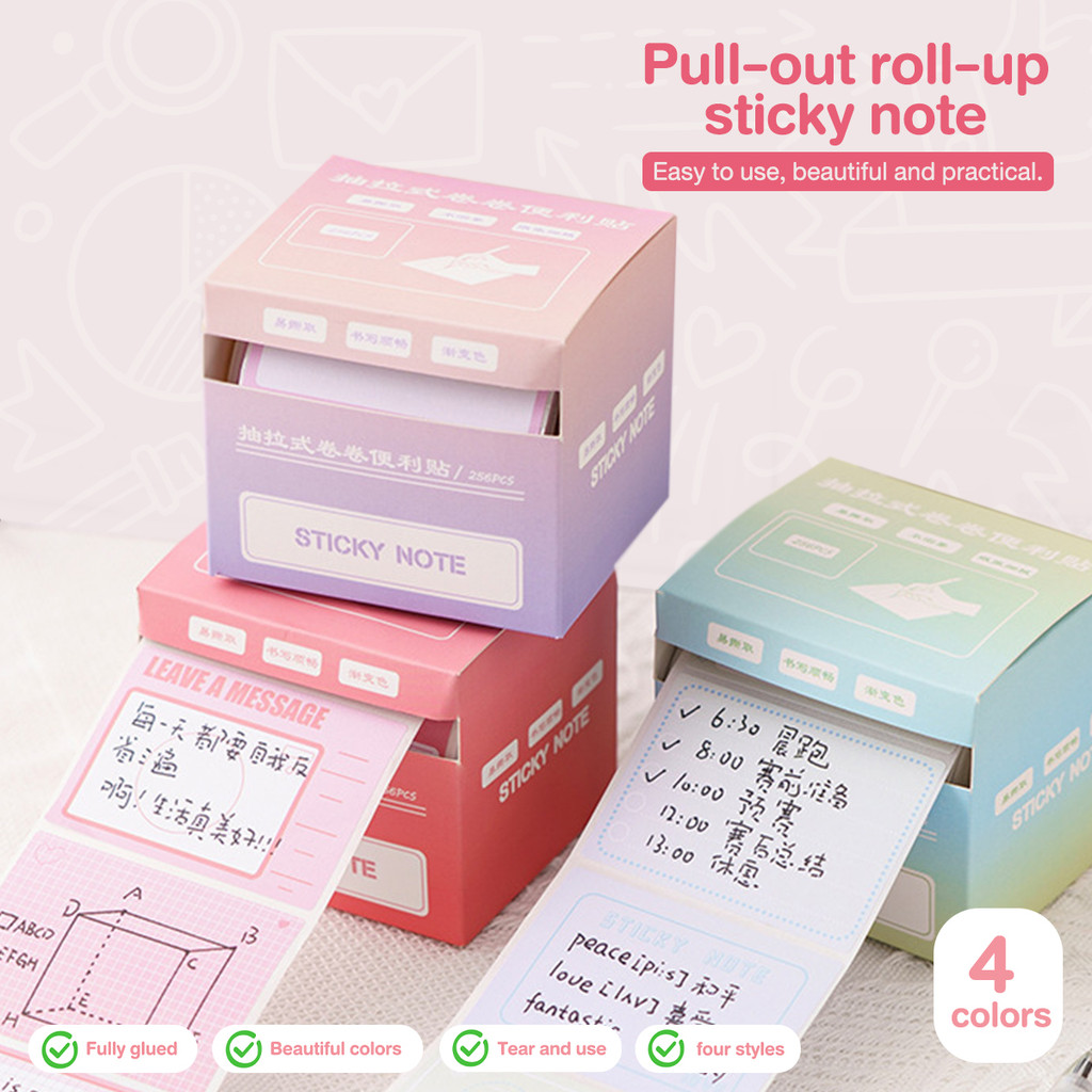 256PCS Creative Pull-out Sticky Notes Gradient Tearable Stickers Pull ...