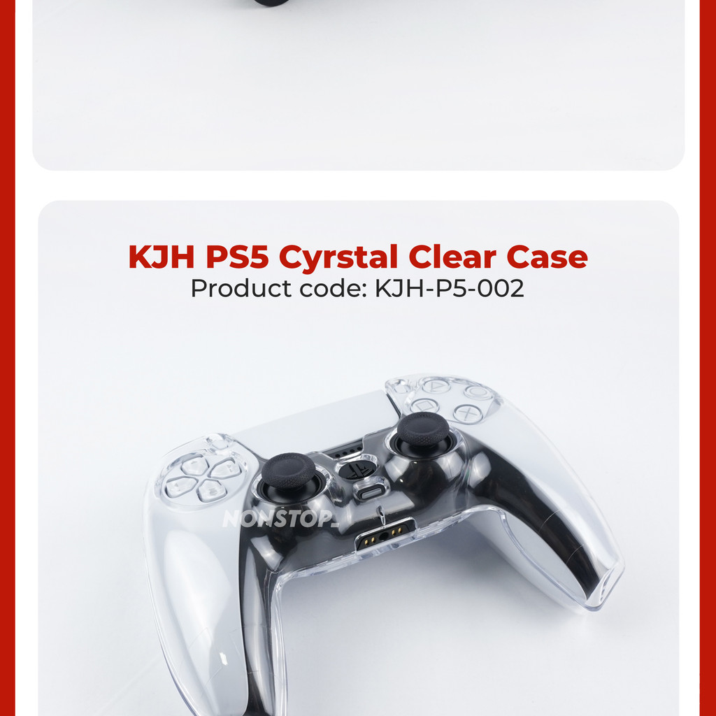 IINE KJH PS5 Controller Crystal Clear Case Transparent Hard Protective ...