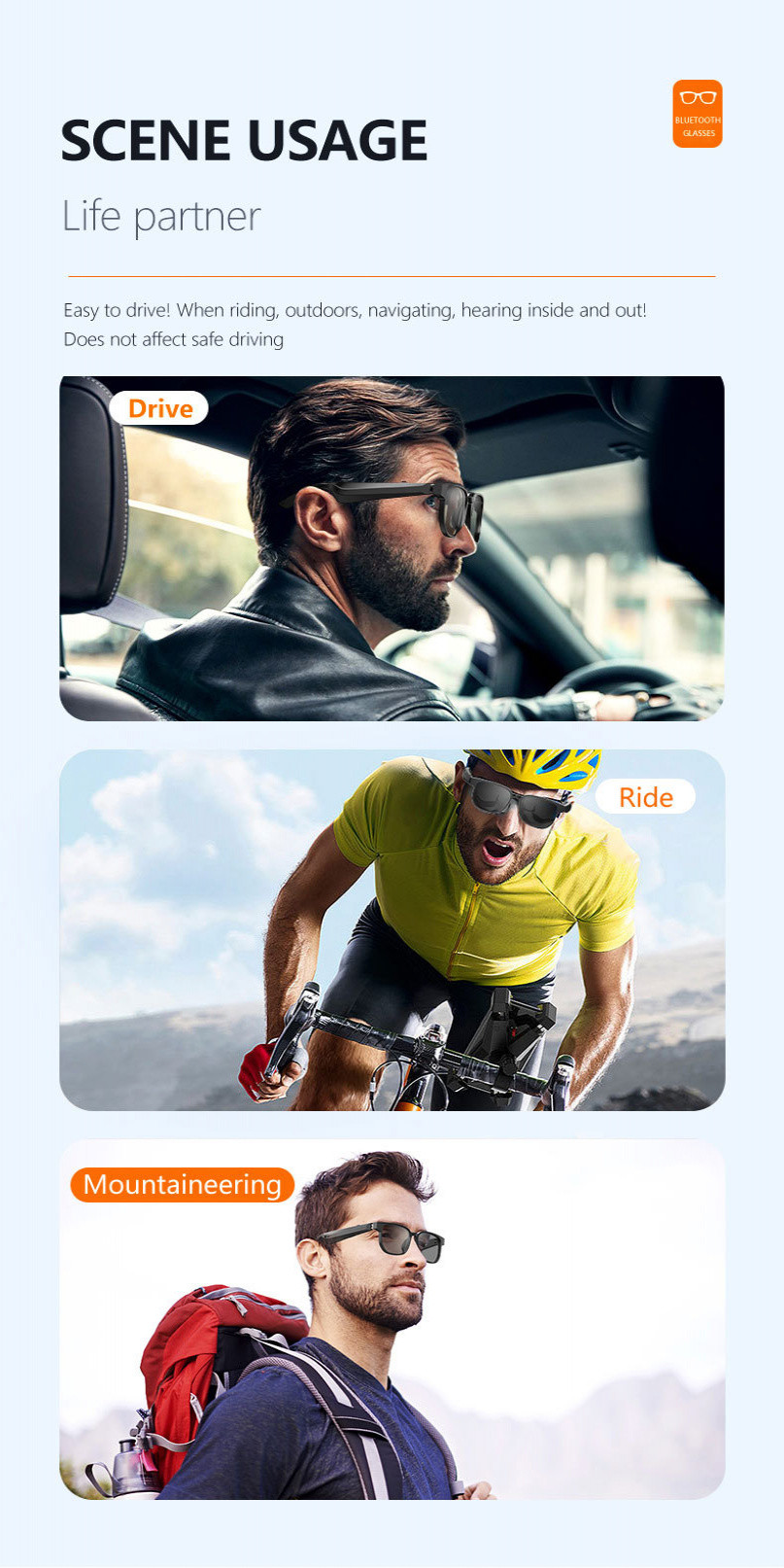 AI-Powered Bluetooth Smart Glasses for Drivers – Blue Light/Glare ...