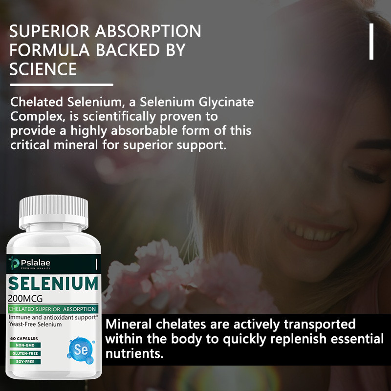 Pslalae Selenium 200 mcg for Immune System, Thyroid, Prostate, and ...