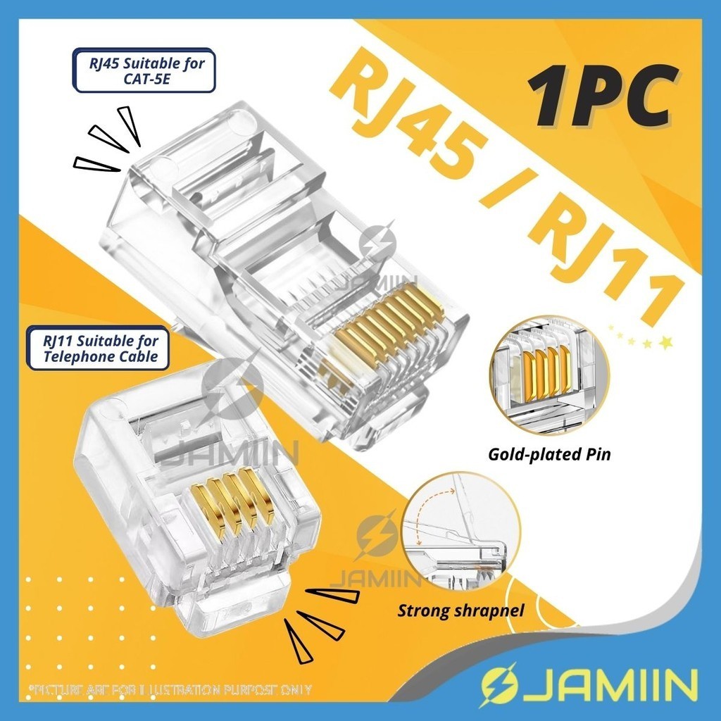 1PC RJ45/RJ11 Modular Connector Plug Cat 5E High Speed Modem Network ...