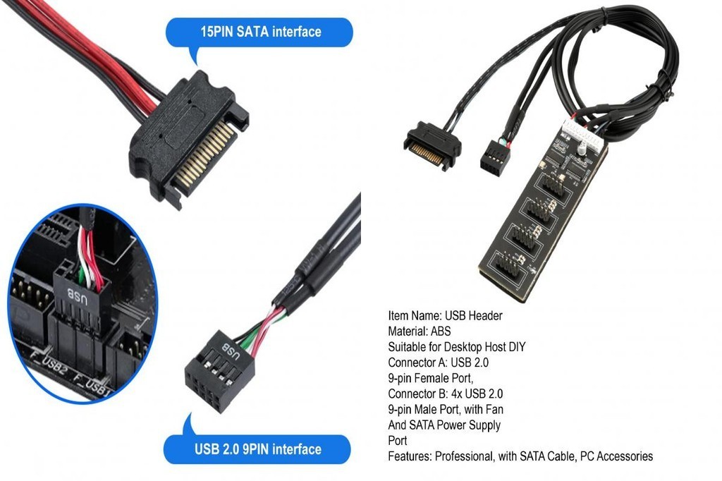 SN Motherboard Splitter Cable Usb Header Cable Usb 2.0 Header Splitter ...