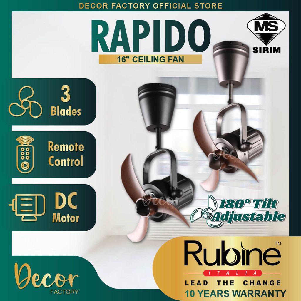 RUBINE Rapido 16'' Designer Fan Oscillation Fan 6 Speed Remote Control ...
