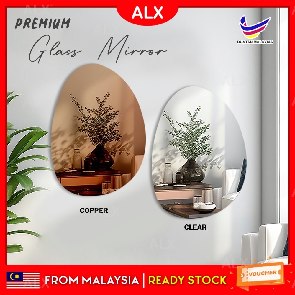 ALX Premium Frameless Glass Mirror Make Up Mirror Ins Mirror Copper ...
