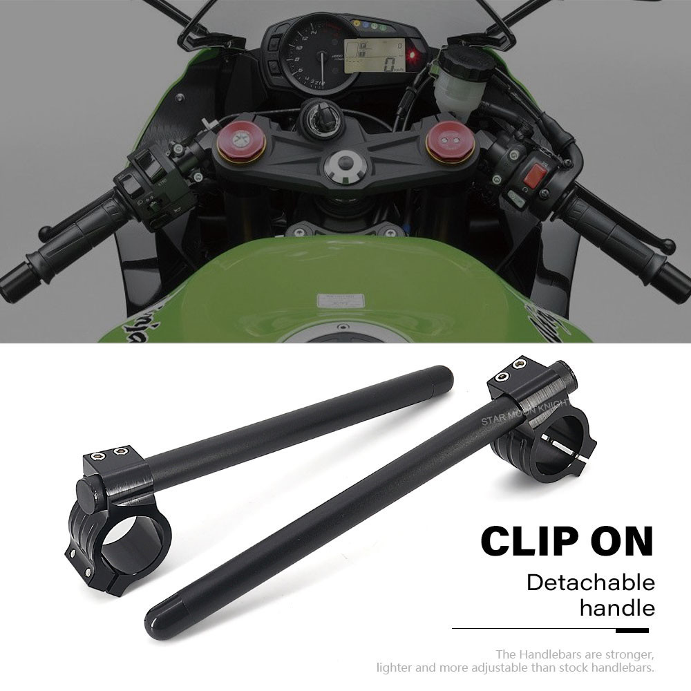 Handlebar Clip On Fork Handle Bar For Kawasaki Ninja 250 300 400 636 ZX ...