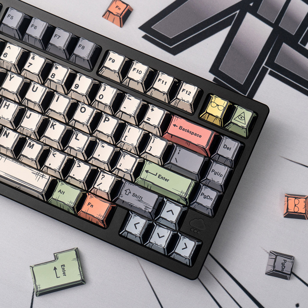 Comic Style Anime Canvas Keycaps PBT Cherry profile or MX Switches ...