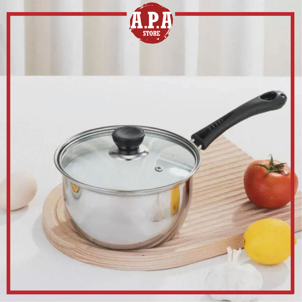 APA Stainless Steel Milk Sauce Pot Long Handle Maggi Soup Saucepan ...
