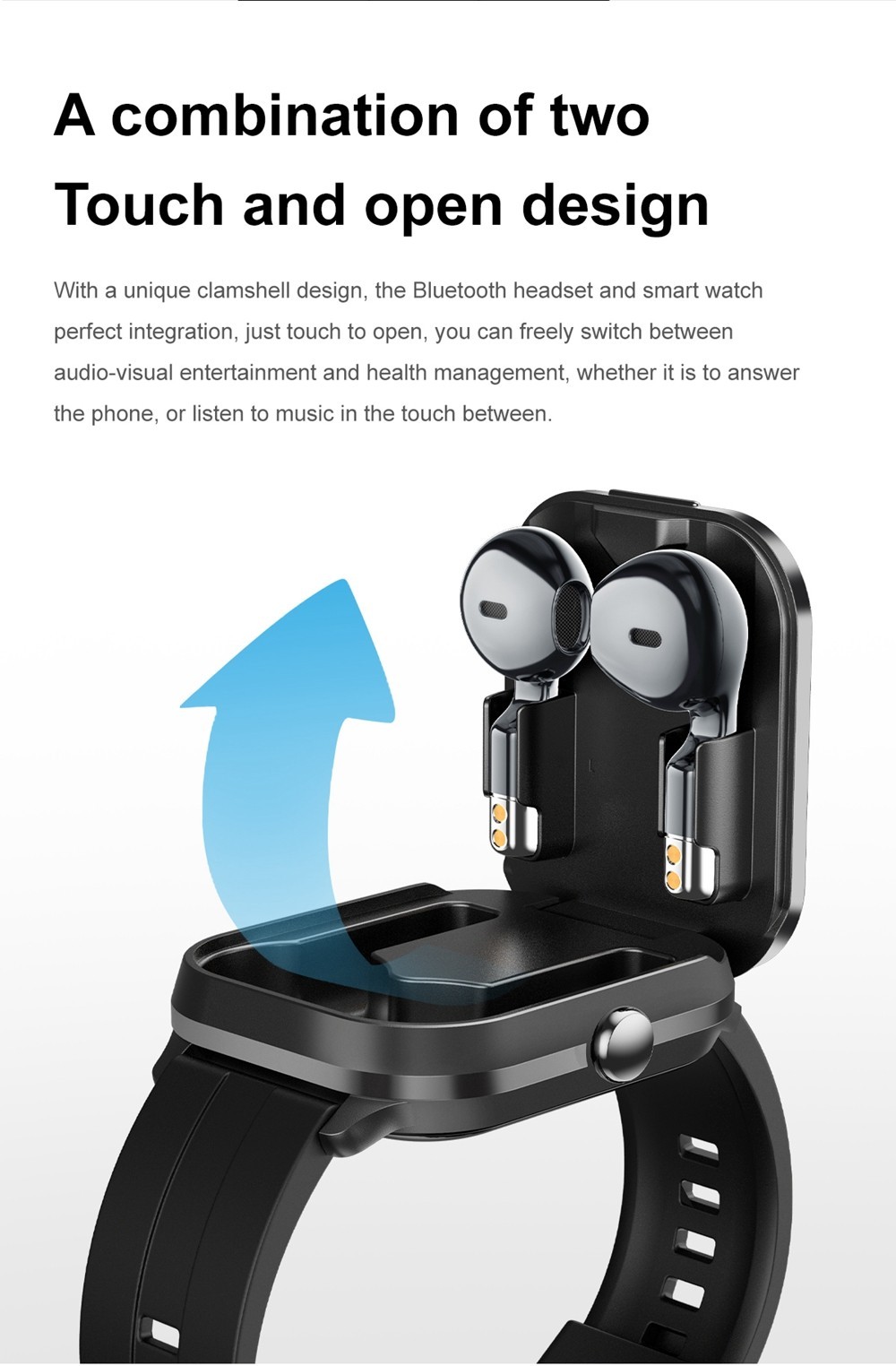 2-In-1 smart watch 2025 with ear buds Man 2 Inch NFC Make Call Multi ...