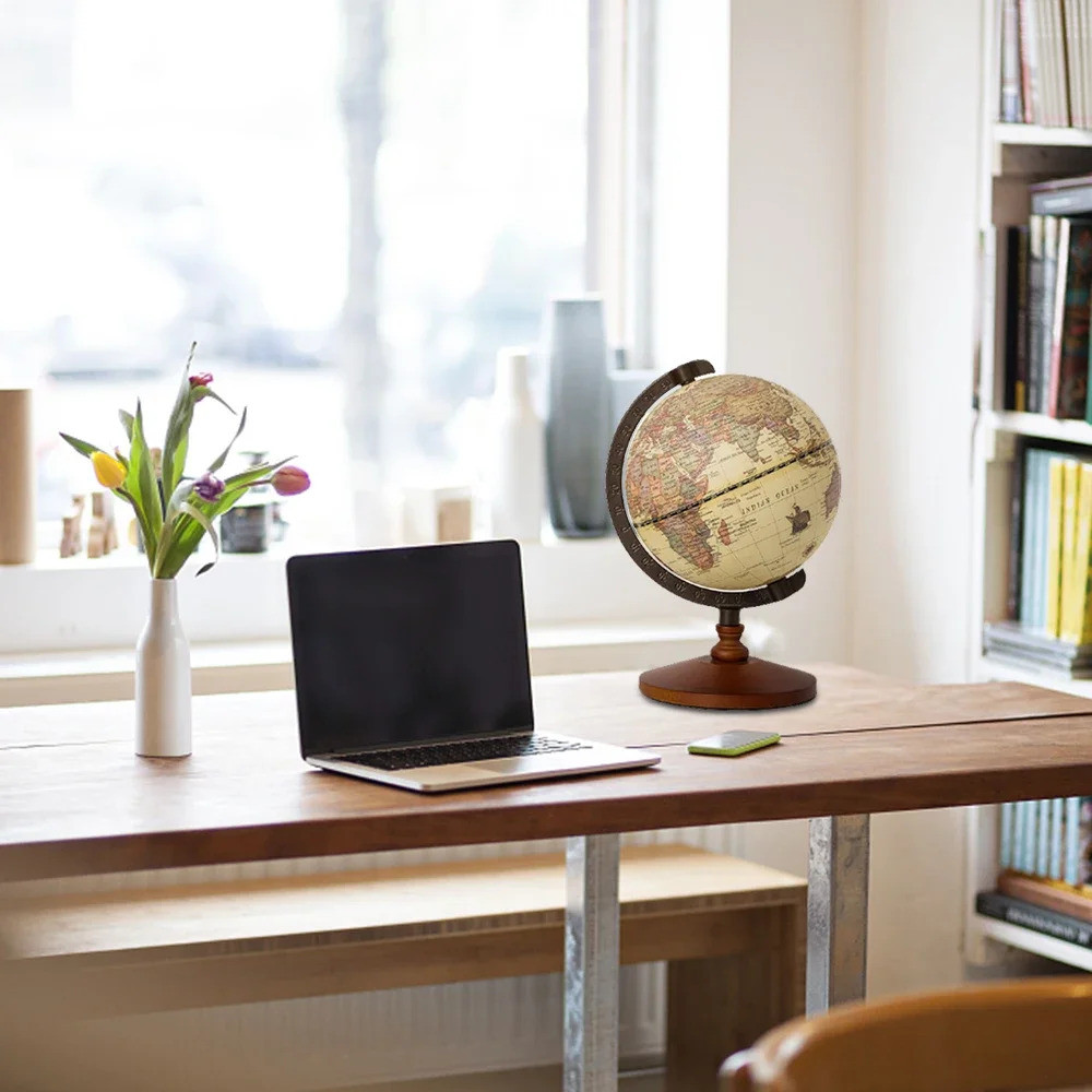 [Warrior2] 22cm World Globe Earth Map In English Retro Wooden Base ...