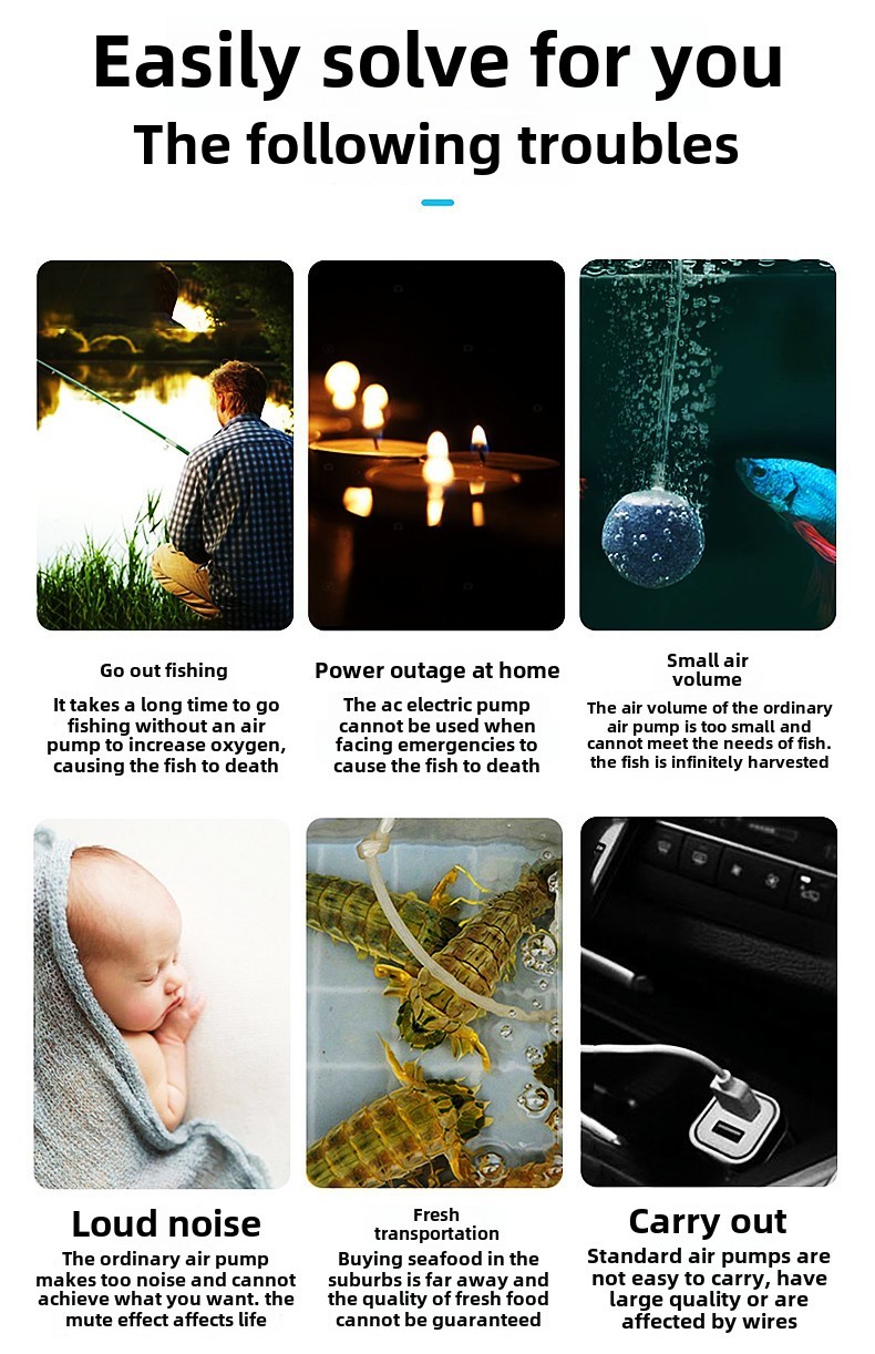 Oxygen pump Fish tank flush oxygen pump Rechargeable lithium battery ...