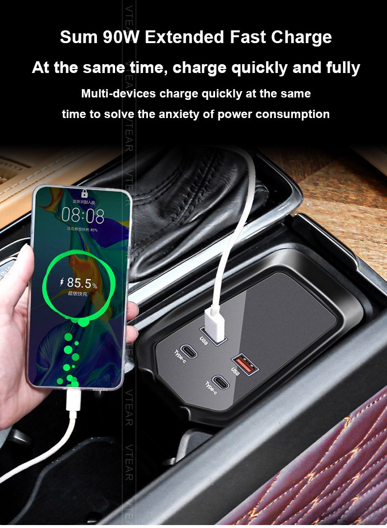 For Volvo XC60 S60 V60 S90 V90 XC90 USB Type-C Car Splitter Adapter ...