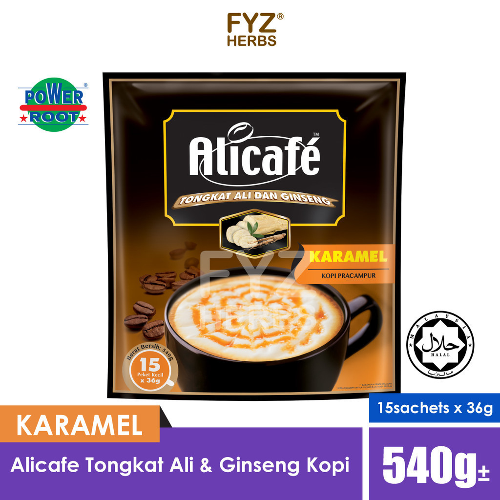 Alicafe Tongkat Ali & Ginseng Kopi Perisa Karamel 540g (36g x 15s ...