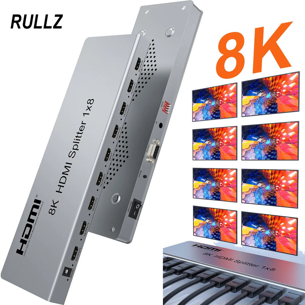 8K HDMI Splitter 1 in 8 Out 4K 60Hz HDMI Splitter 1x8 HDMI Video Distributor Converter 3D for ...