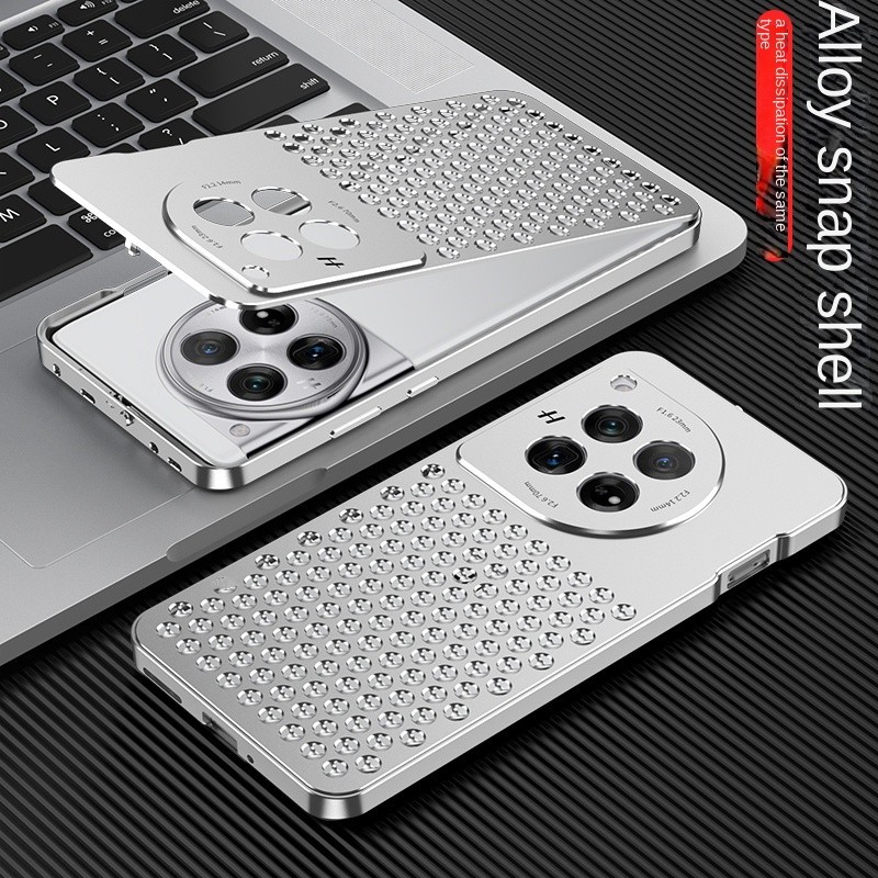 Case for OnePlus 12 Metal Hollow Heat Dissipation Holes Buckle Back ...