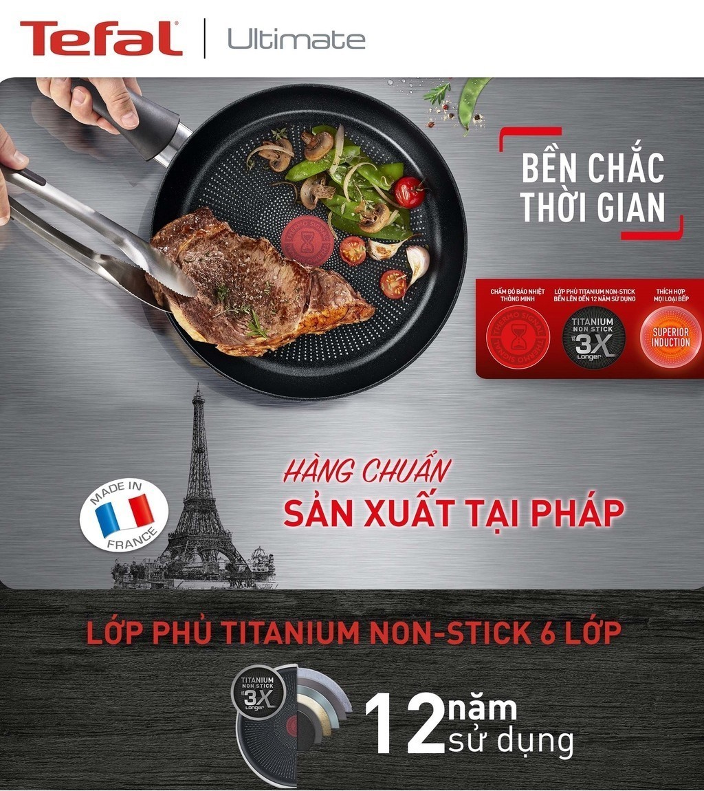 Tefal Ultimate deep non-stick frying pan for all types of stoves 28cm ...