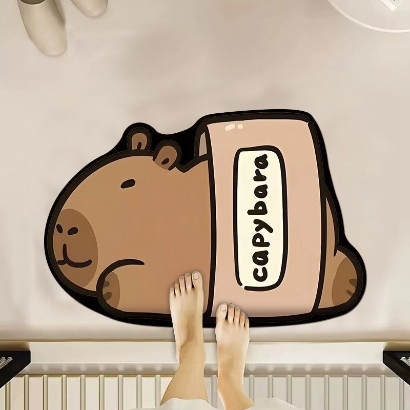 Cartoon Capybala Bath Mat Kitchen Bathroom Floor Pad Creative Anti-slip Carpet Home Supplies ...