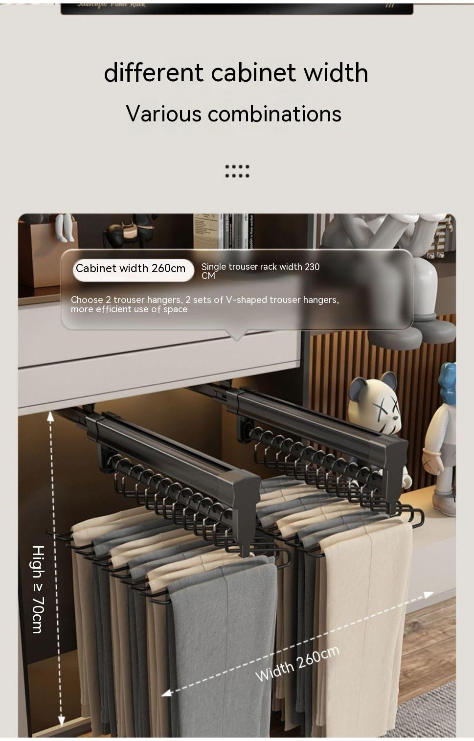 Pants Trousers Rack Retractable Slide Rail Pull-out Retractable Storage ...