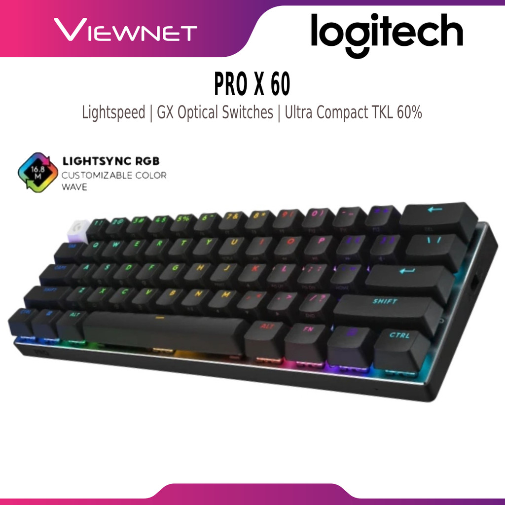 LOGITECH PRO X 60 WIRELESS GAMING KEYBOARD WITH LIGHTSPEED / GX OPTICAL ...