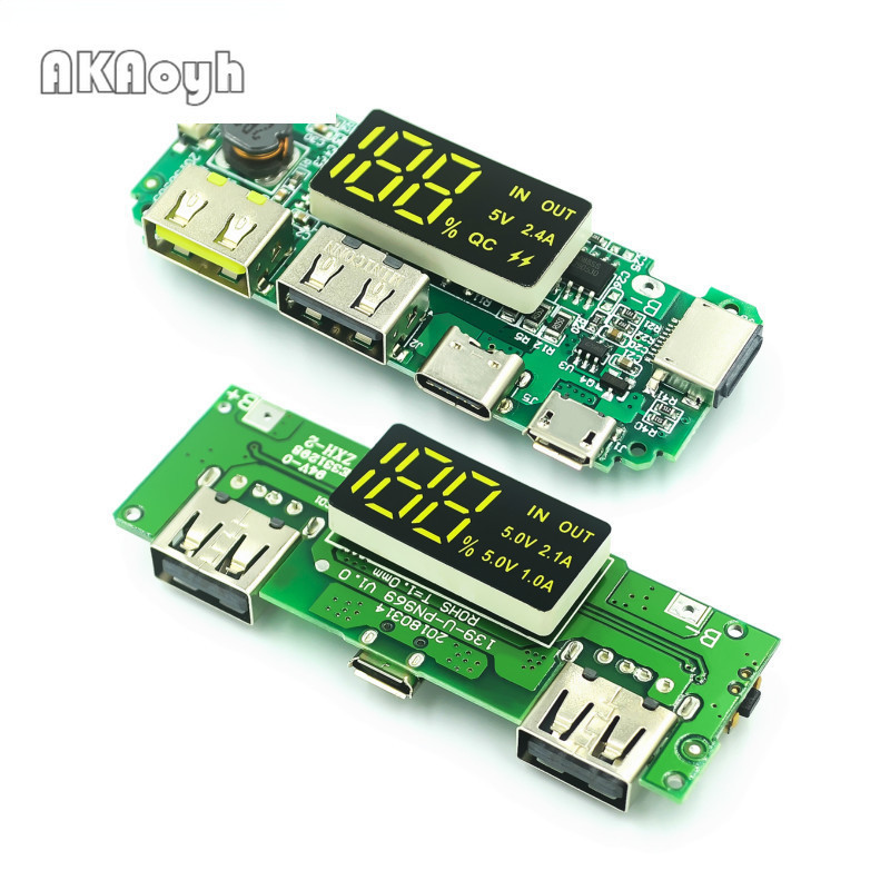 in stock LED Dual USB 5V 2.4A 2A 1A Micro/Type-C USB 18650 Charging Module Lithium Battery ...