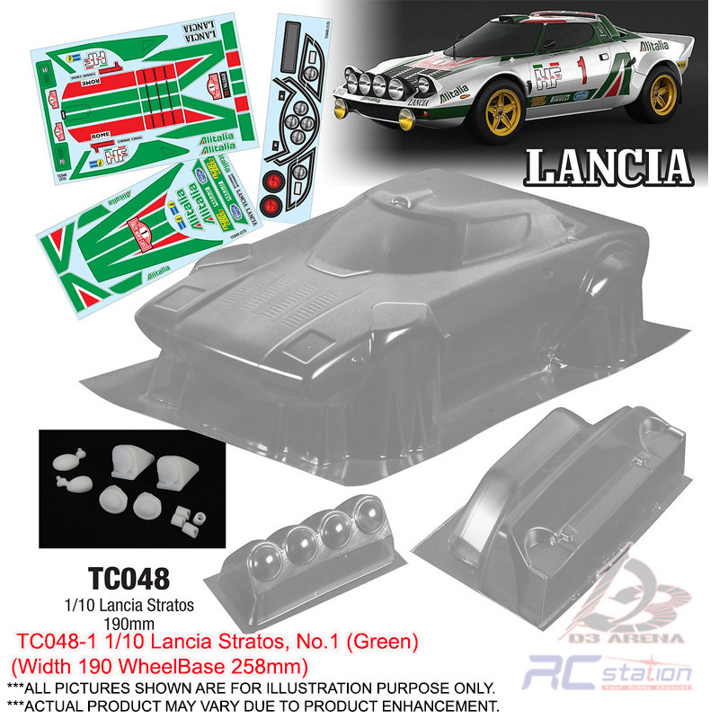Team C Clear Body Shell TC048 1/10 Lancia Stratos (Width 190mm ...