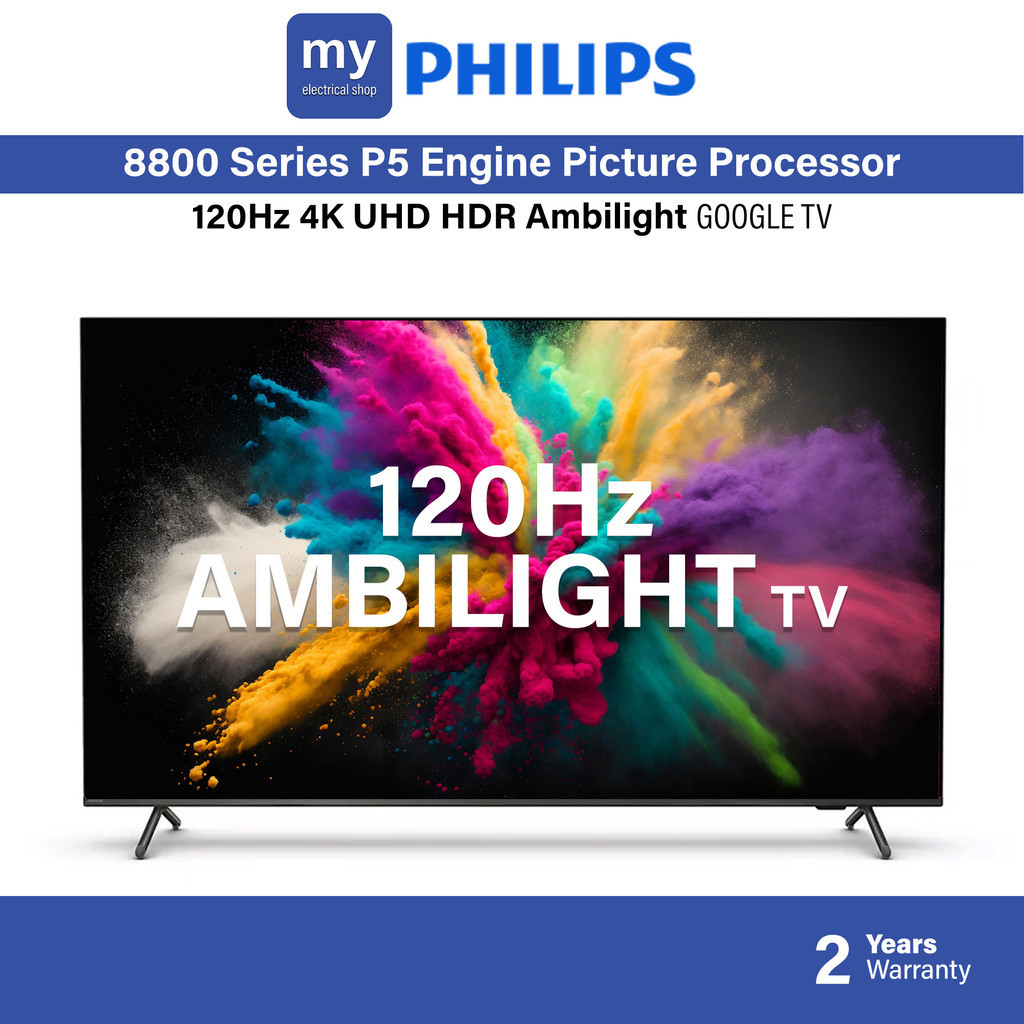 Philips 65 Inch 120Hz 4K UHD HDR Ambilight Google TV Gaming 65PUT8808 ...