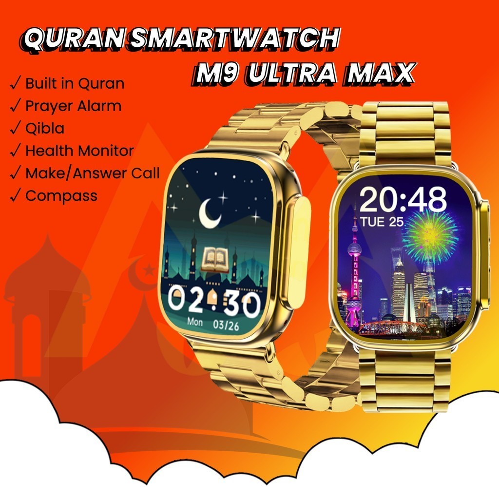 2024 New M9 Ultra Max Quran Smartwatch Prayer Alarm Waterproof Sports ...