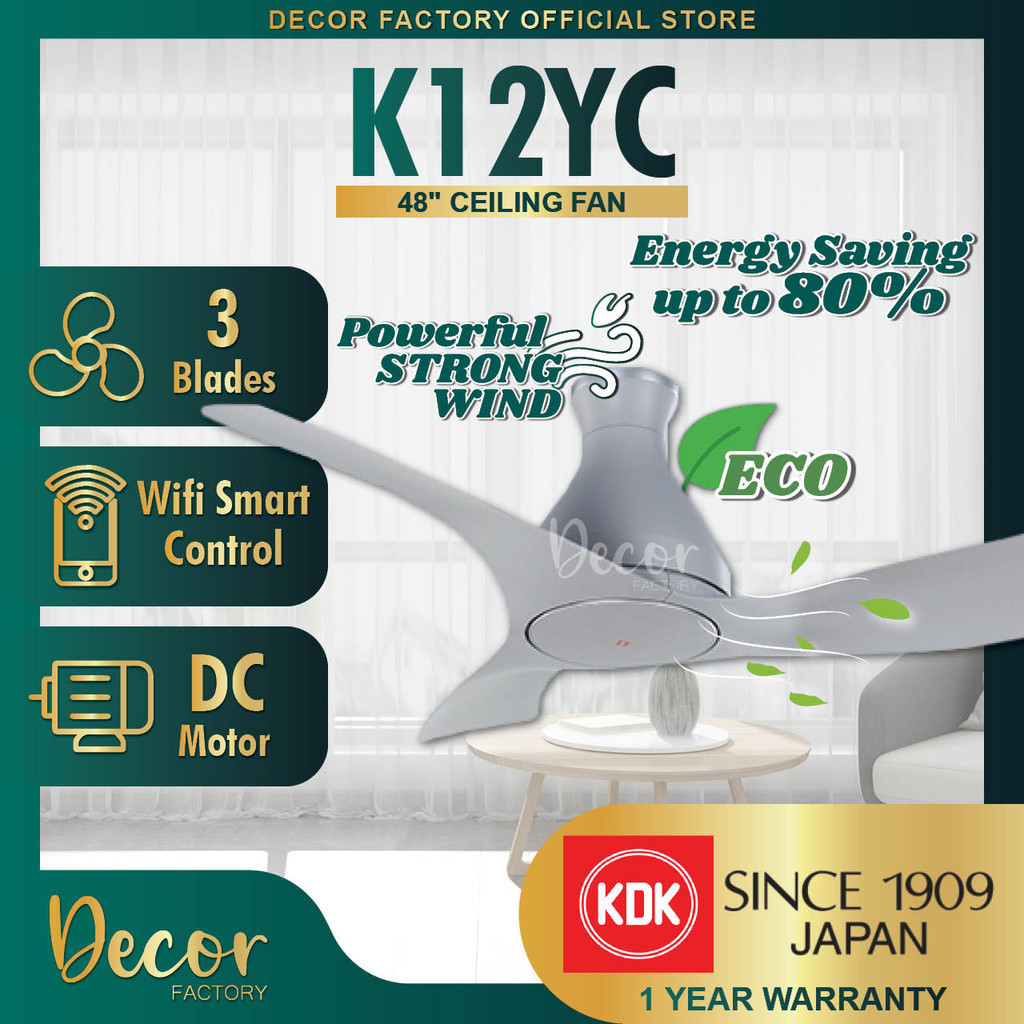KDK Baby Fan KDK K12YC 48'' 10 Speed Present Control 3 Blades Wifi ...