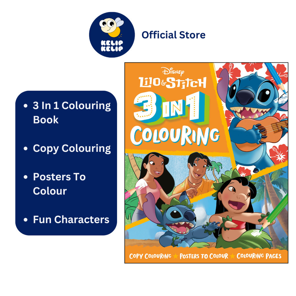 Disney Lilo & Stitch 3 in 1 Colouring Book With Guide & Posters for ...