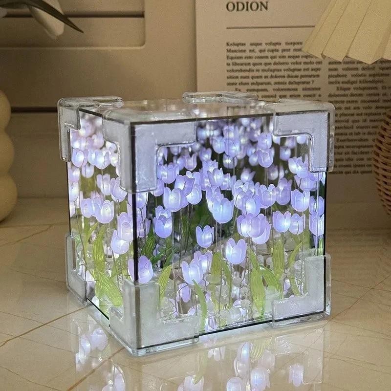 (Local Shipment) INS Tulip Nightlight Handmade DIY Material Cube Tulip ...