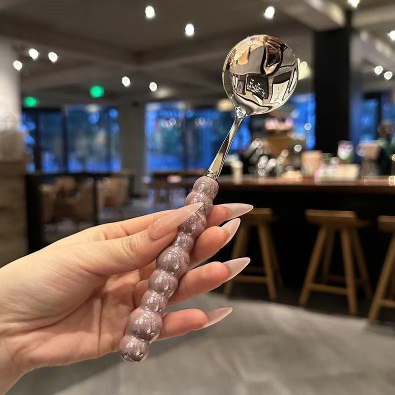 Western restaurant steak spoon Stainless steel pearl spoon high-end ...