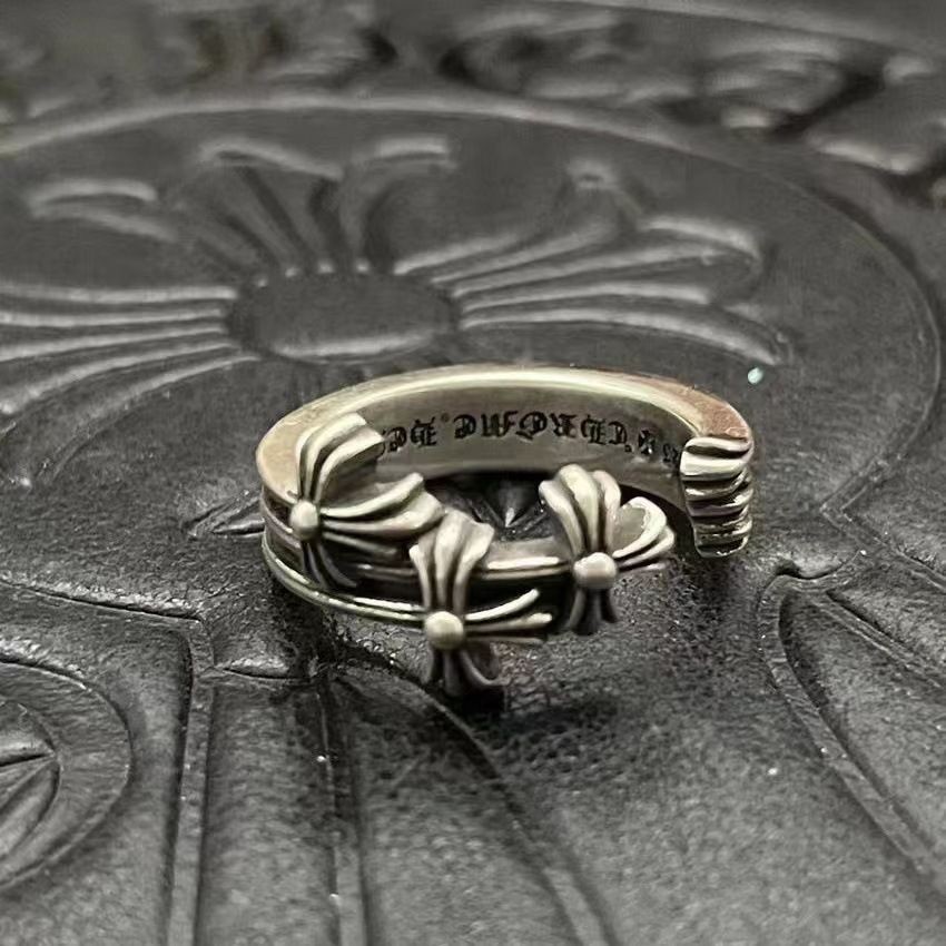 Chrome Hearts Chrome Open Cross Flower Ring For Men And Women ...