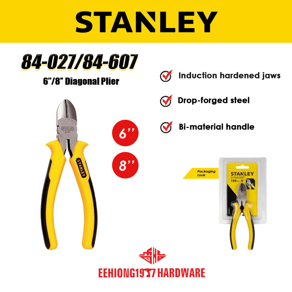 STANLEY 84-027 84-607 84027 84607 DYNAGRIP DIAGONAL PLIERS PLIER 6" 8 ...