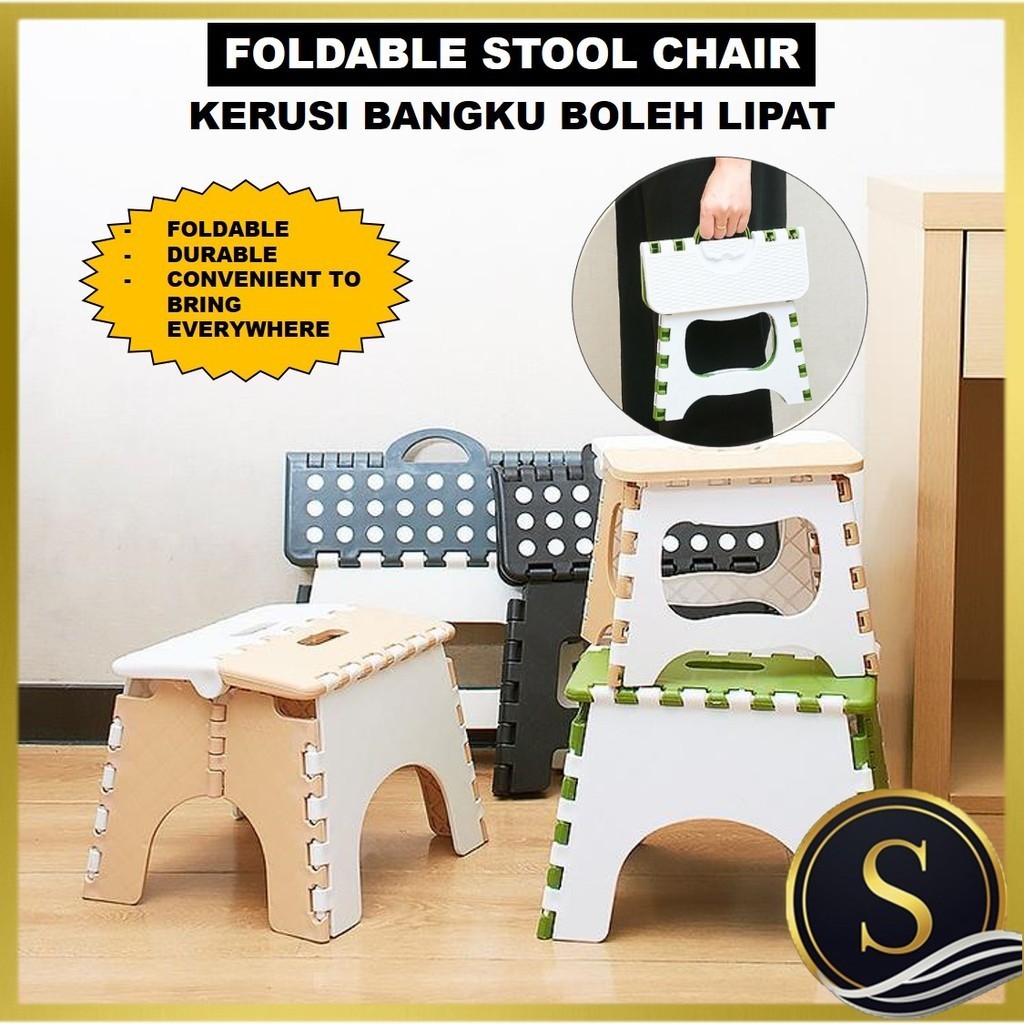 Foldable Stool Chair With Handle Heavy Duty Lightweight Folding ...