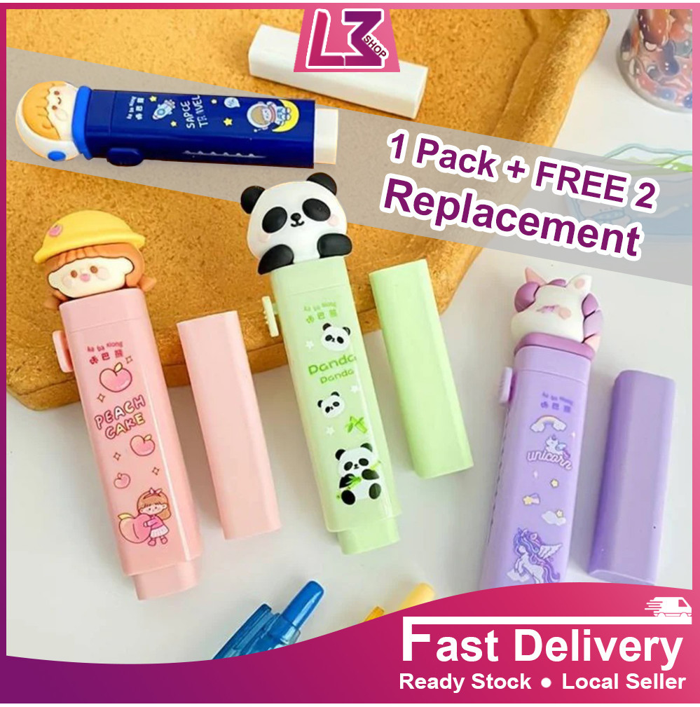 Ready Stock Kartun Tolak Tarik Tekan Pemadam Boleh Tarik Pen Pelajar ...
