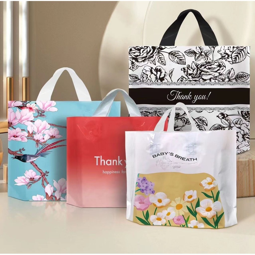 (50pcs) Premium Goodies Bag (M size-40x35cm & 45x40cm) Shopping Plastic ...