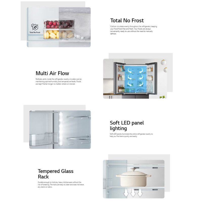 LG GC-B47FFQAB 4 Door Fridge Multi Air Flow Smart Inverter GCB47FFQAB ...