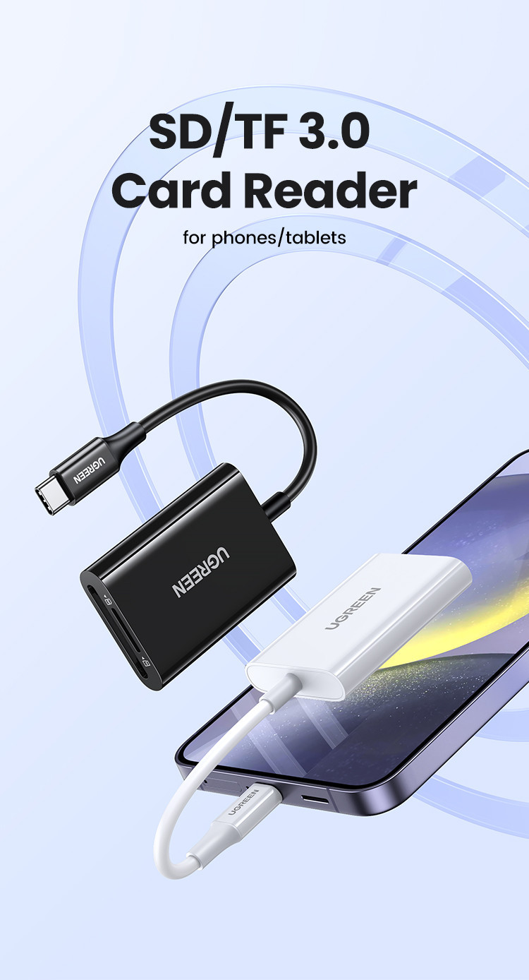 UGREEN 2 IN 1 Card Reader Dual Card Slot Memory Card Reader Supports SD ...