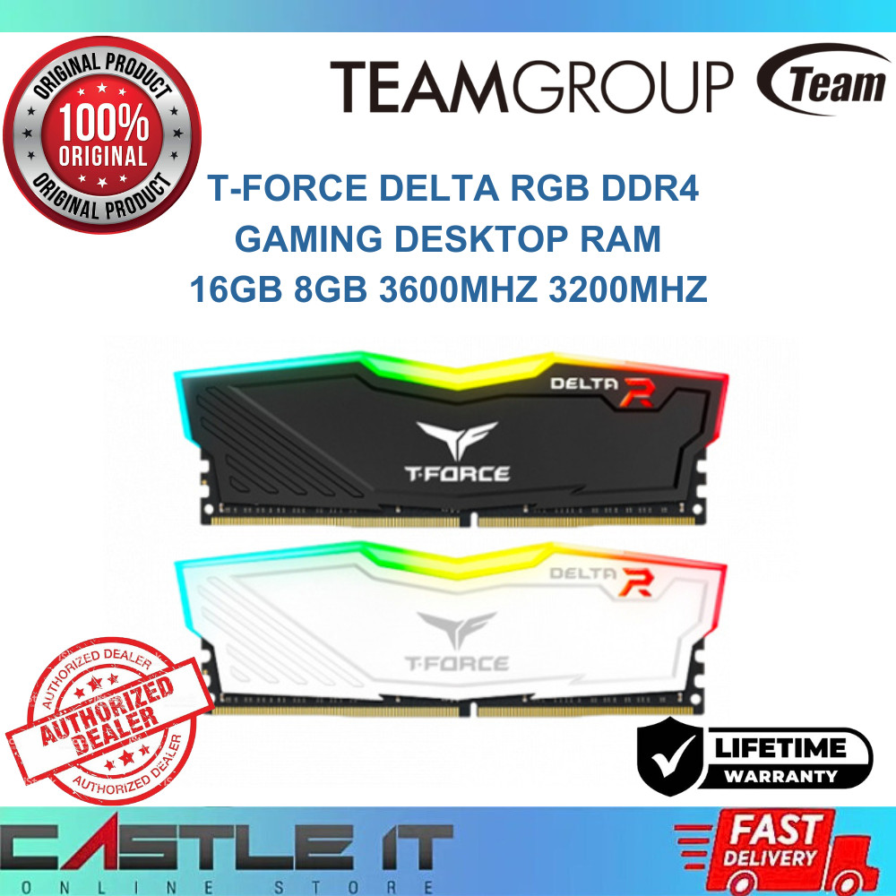 TeamGroup T-FORCE DELTA RGB DDR4 16GB 8GB 3600MHZ 3200MHZ PC3600 PC3200 TUF Gaming Performance ...