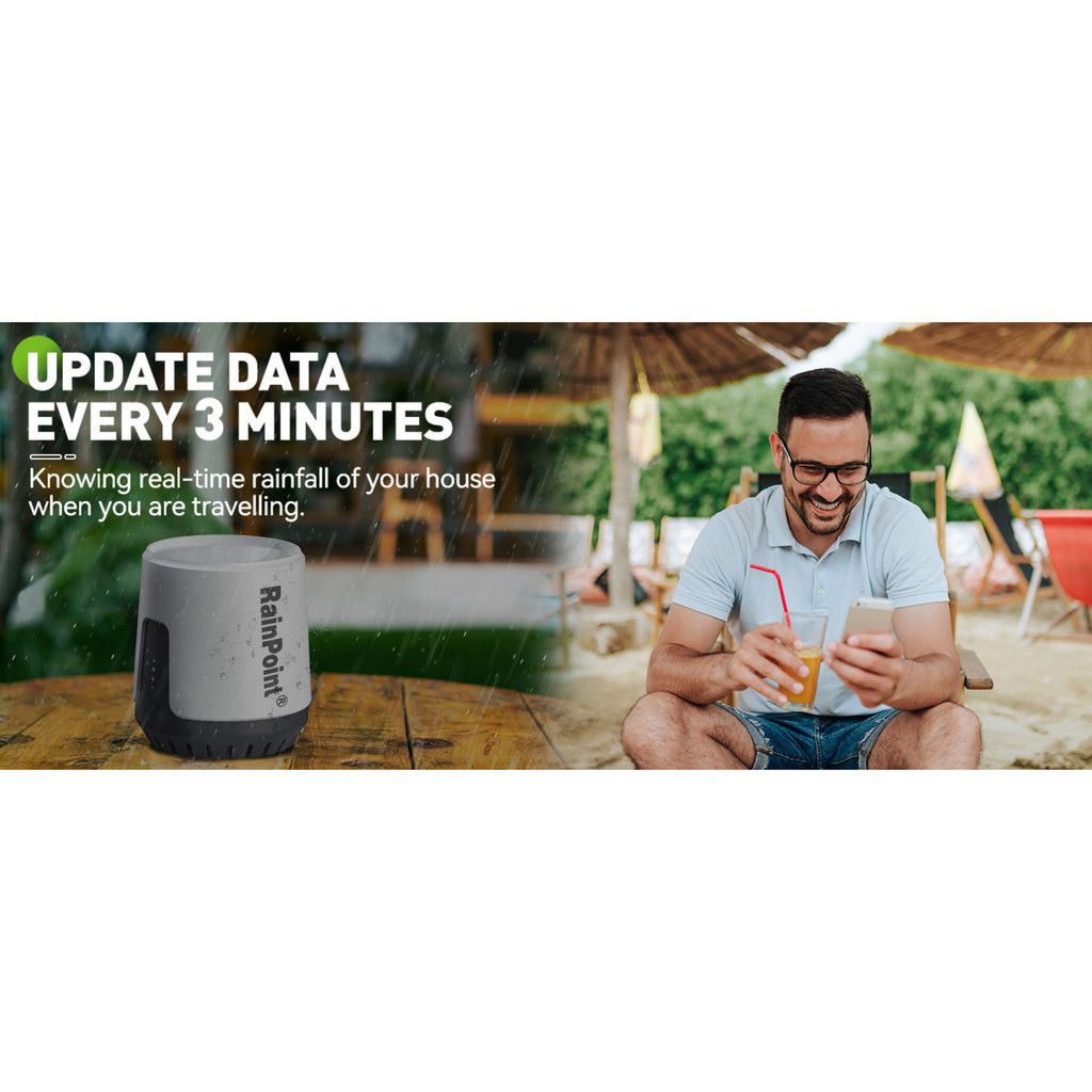 RAINPOINT Wireless Digital Rain Gauge Outdoor With App - Smart Rain ...