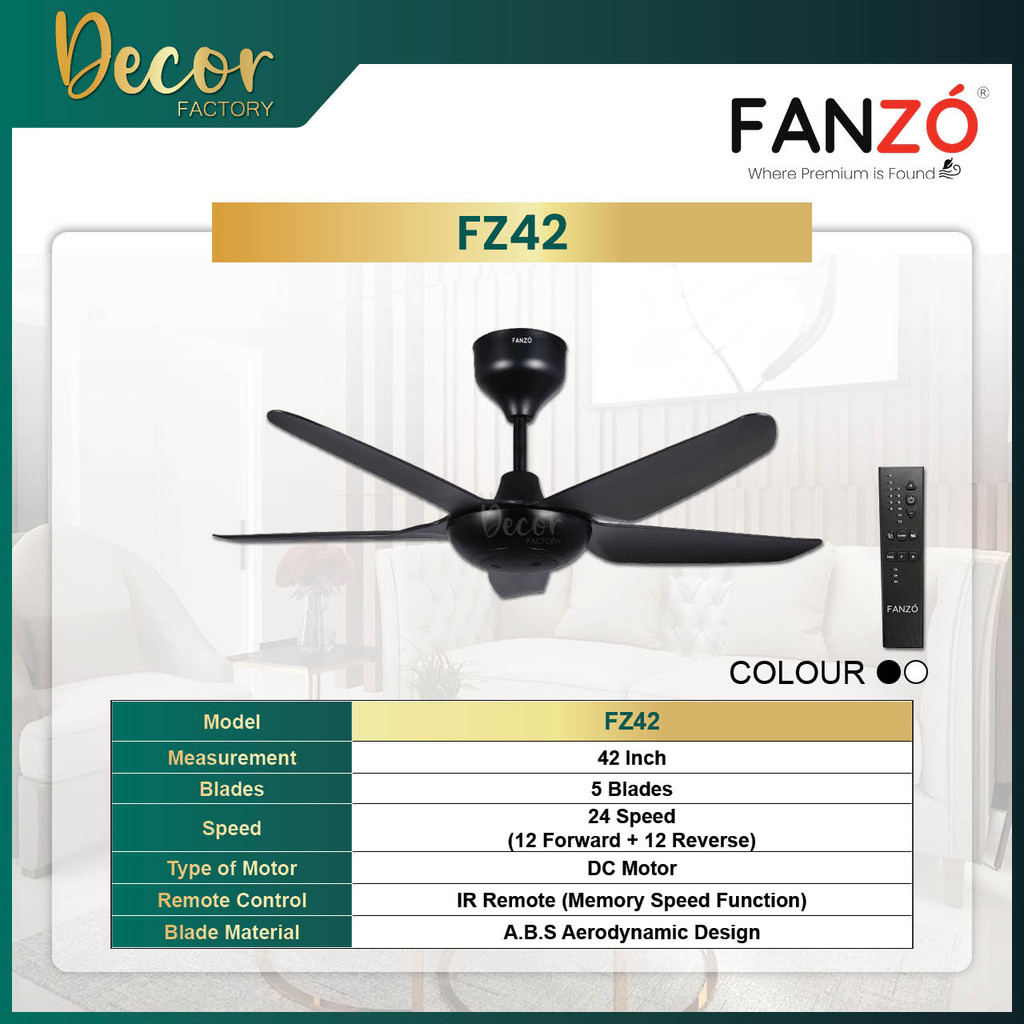 FANZO Fan FANZO FZ56 FZ42 5 Blades 24 Speed DC Motor With Remote ...