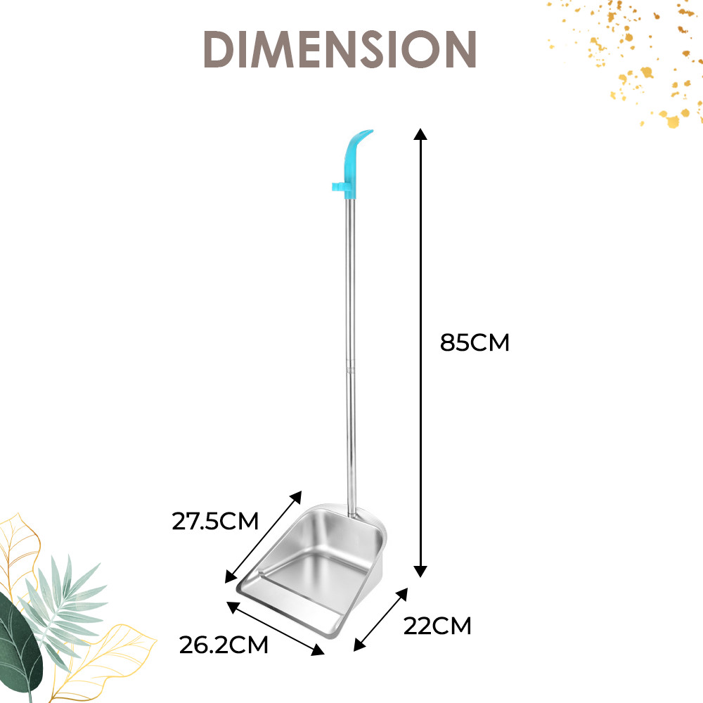 [1PC] Encora Stainless Steel Dustpan With Long Handle Garbage Shovel ...