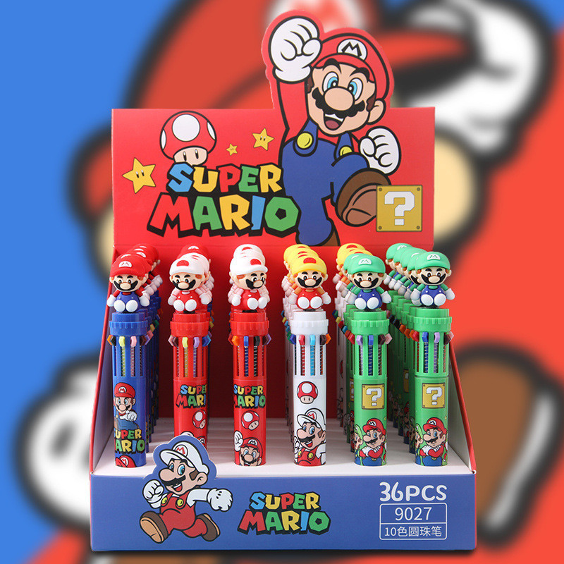Super Mario 10 Color Ballpoint Pen Mario Pen Color Oil Pen Student ...