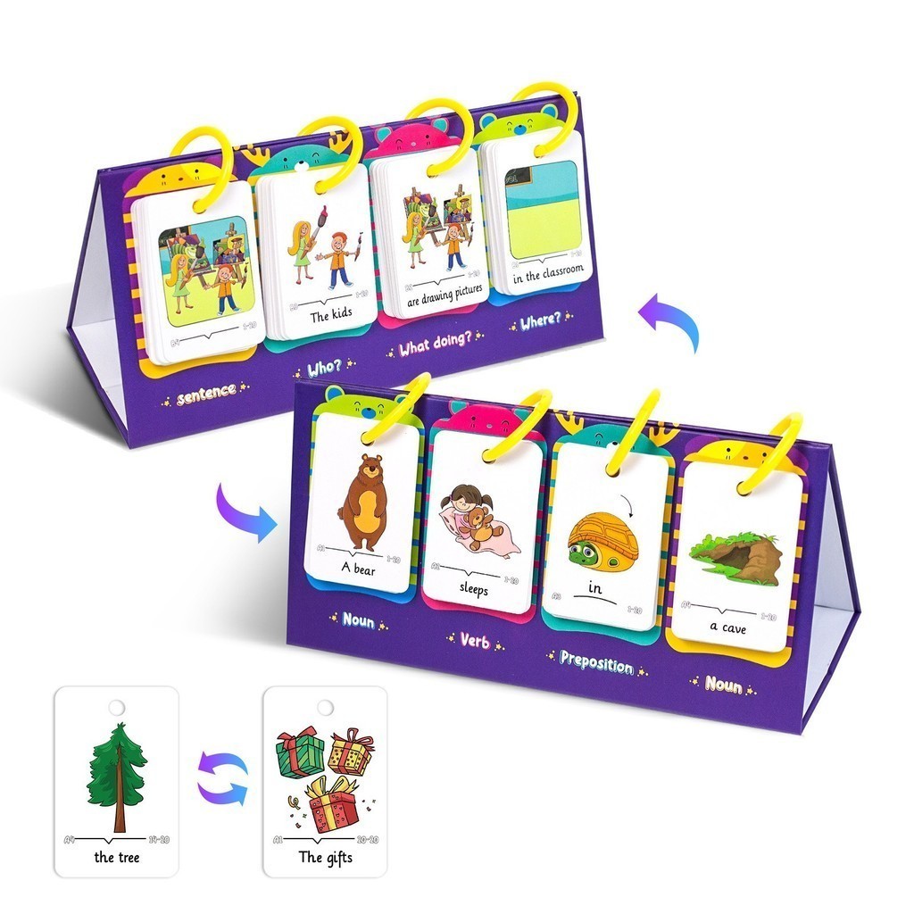 80Pcs English Words Learning Cards Vocabulary Sentence Building Desk ...