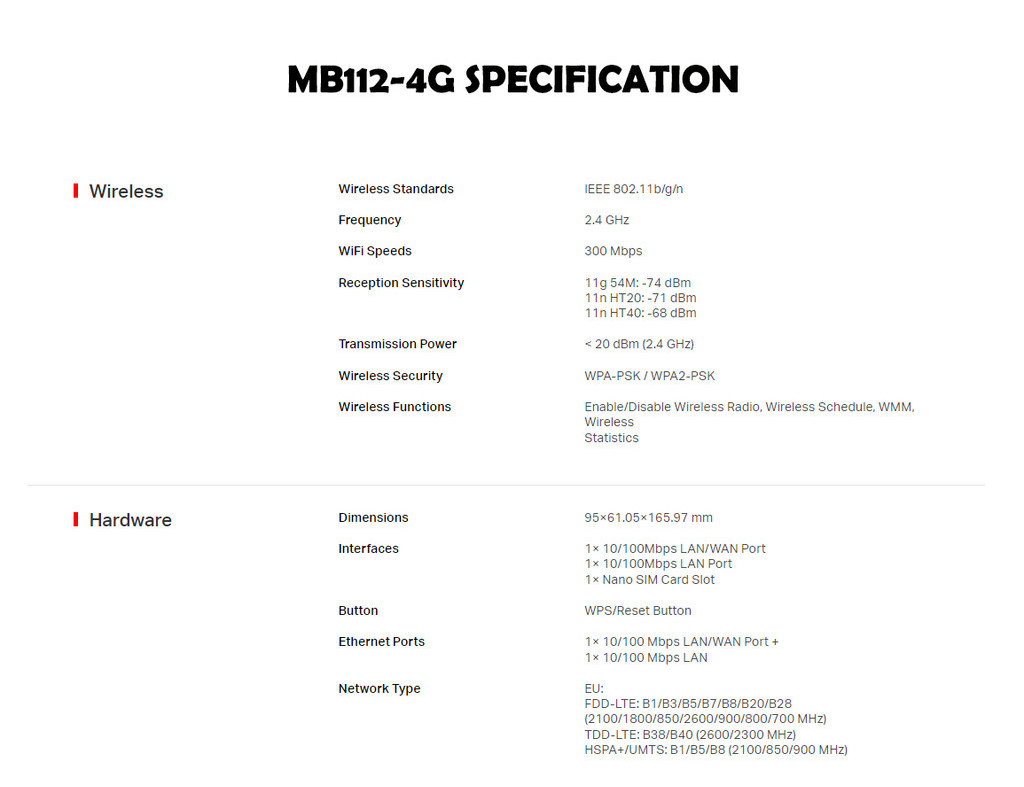 MERCUSYS MB110-4G MB112-4G SIM CARD ROUTER 300 Mbps WIRELESS N 4G LTE ...