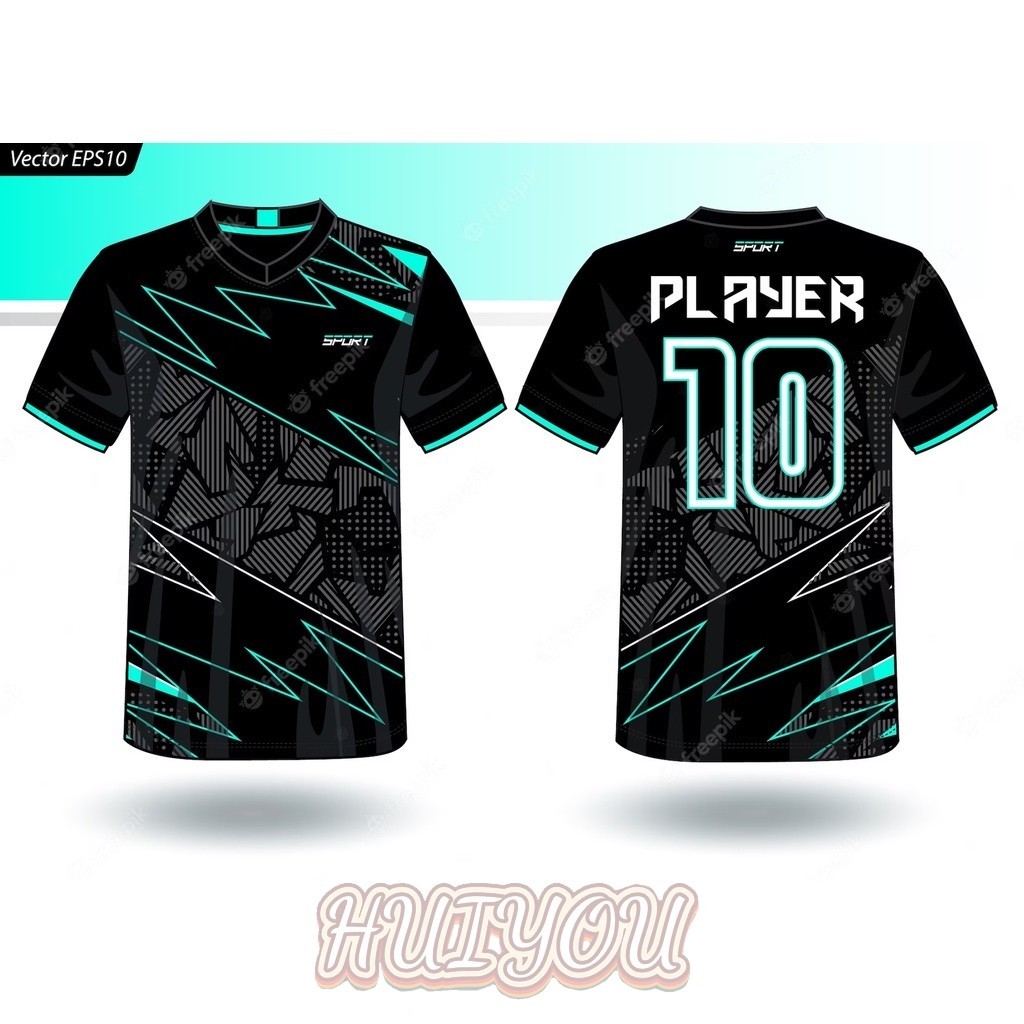 Baju Bola Black Sport TShirt Soccer Jersey Custom Name and Number/Logo ...