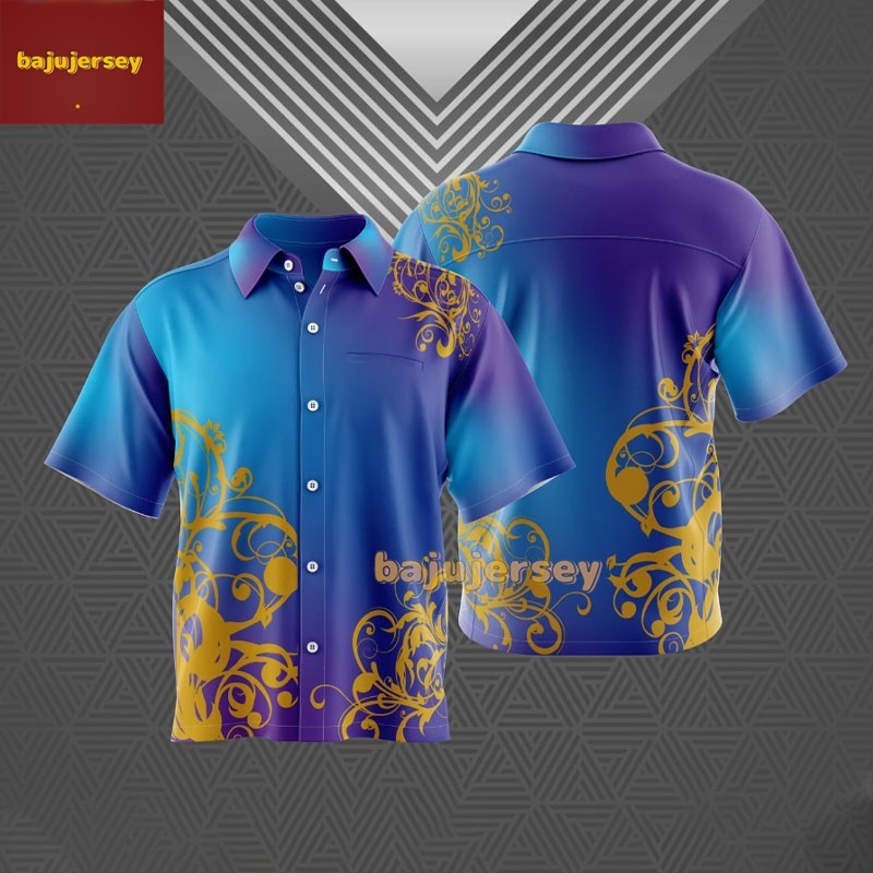 🔥KP07 Baju Korporat Lengan Pendek Corak Batik Blue Tiada Penilaian Lagi ...