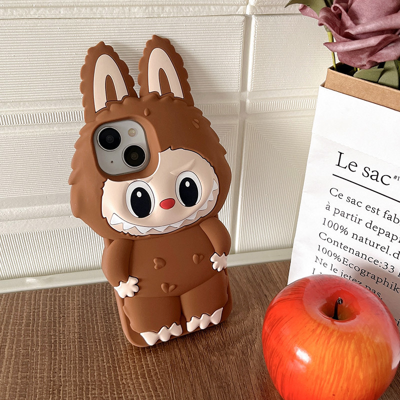 3D Cartoon Popmart Brown Labubu Monster Phone Case Compatible for ...