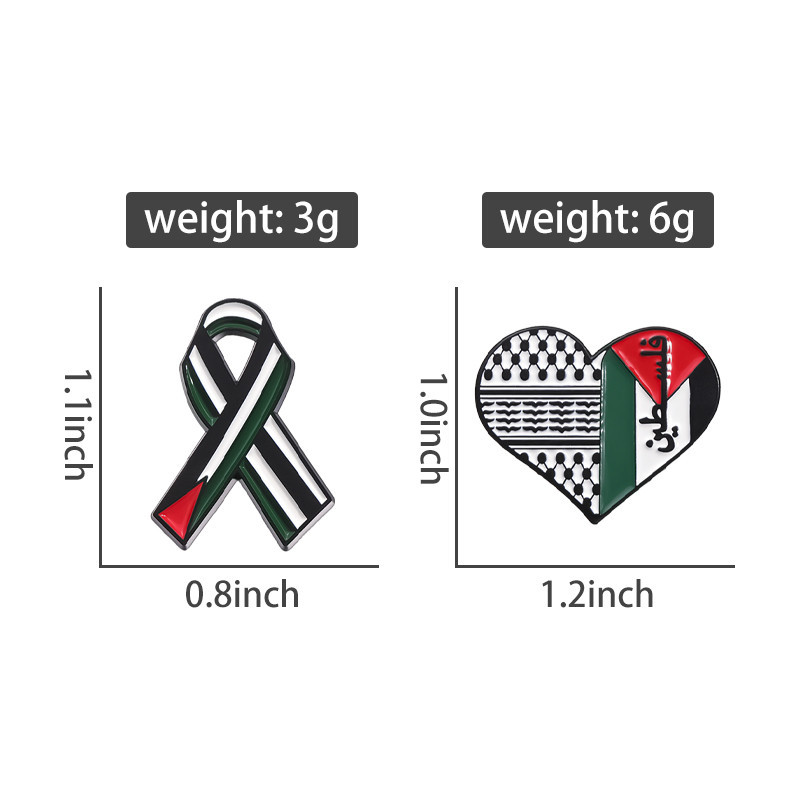 Palestine Ribbon Heart Enamel Pins Flag Love and Peace Brooch Metal Pin ...